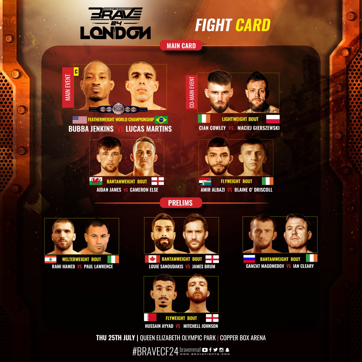 Official Fight Card for BRAVE’s Empowering MMA, Invite-Only London ...