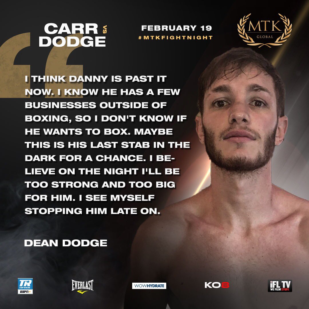 Dean Dodge: I think Danny Carr is past it! – FightPost: Boxing & MMA News